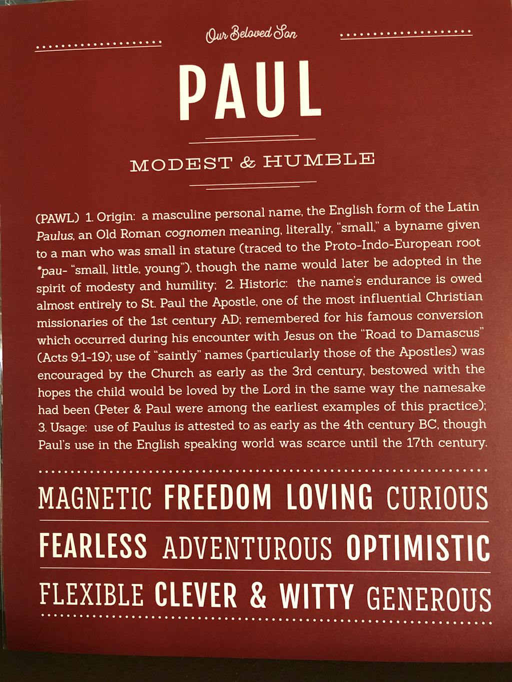 Paul | Name Art Print