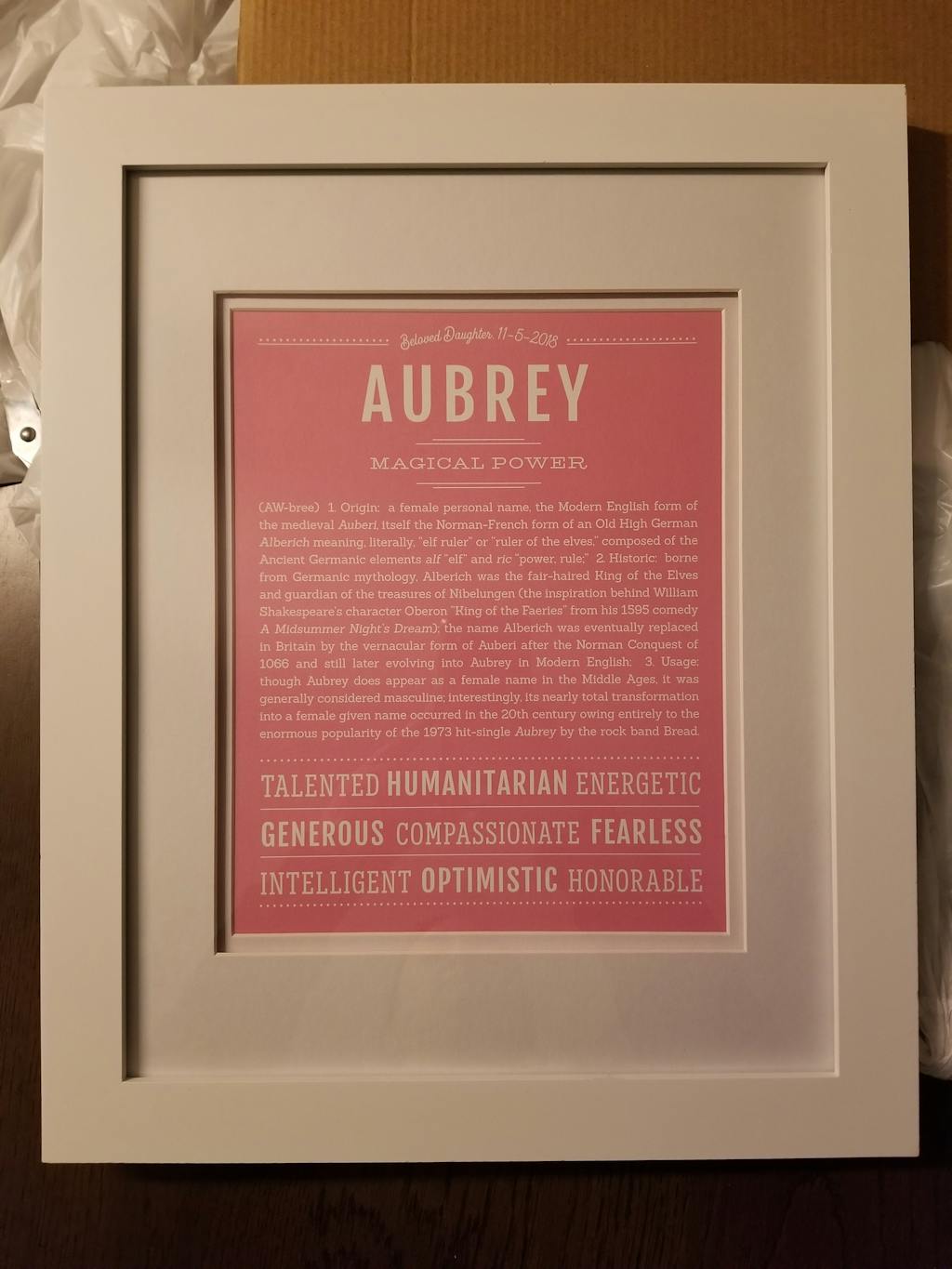 Aubrey | Name Art Print Personalized Gift