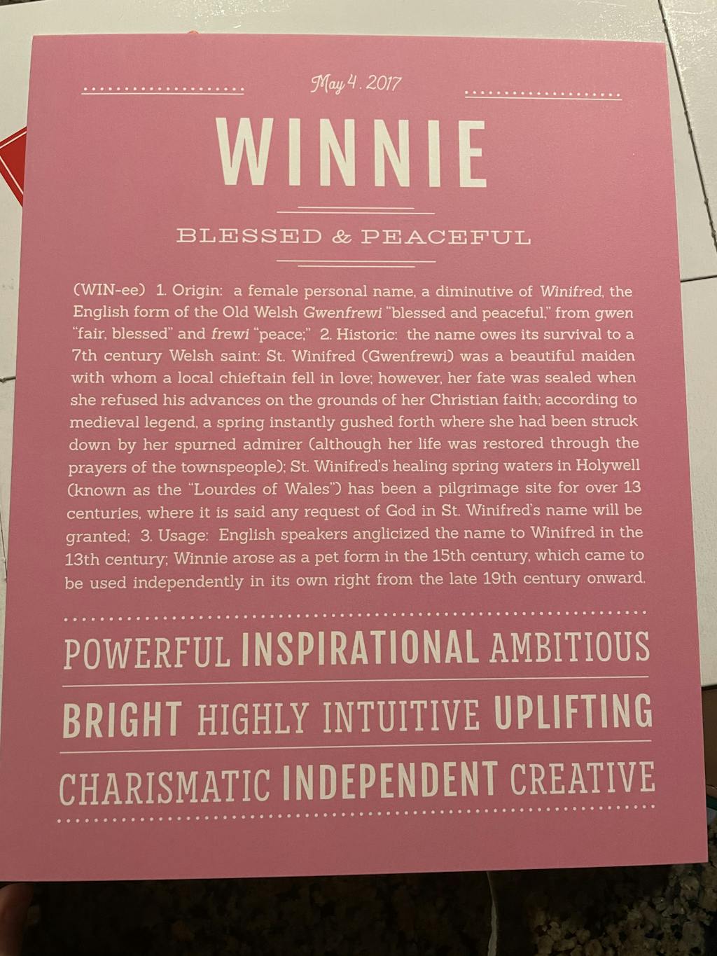 Winnie | Name Art Print