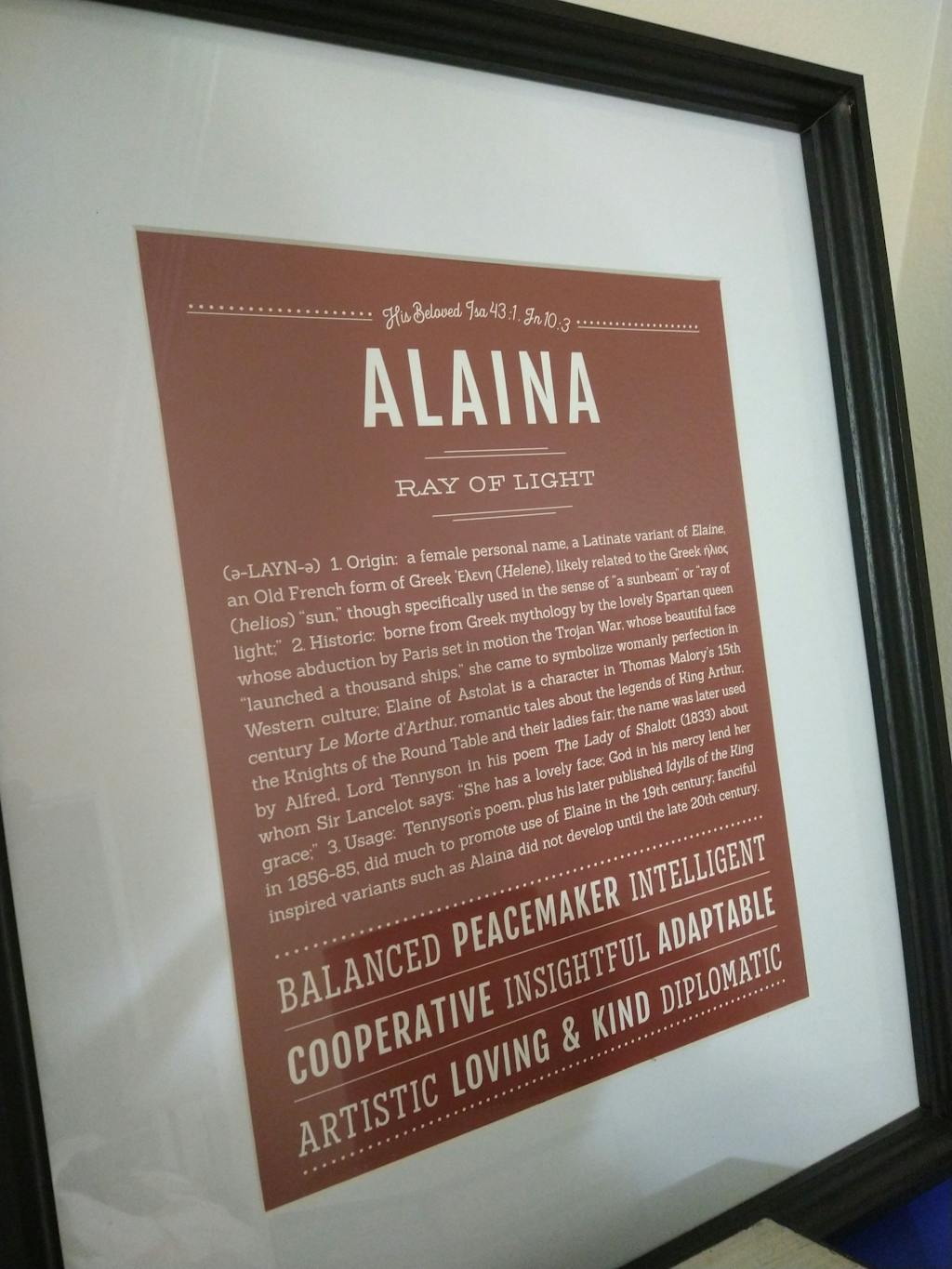 Alaina | Name Art Print Personalized Gift