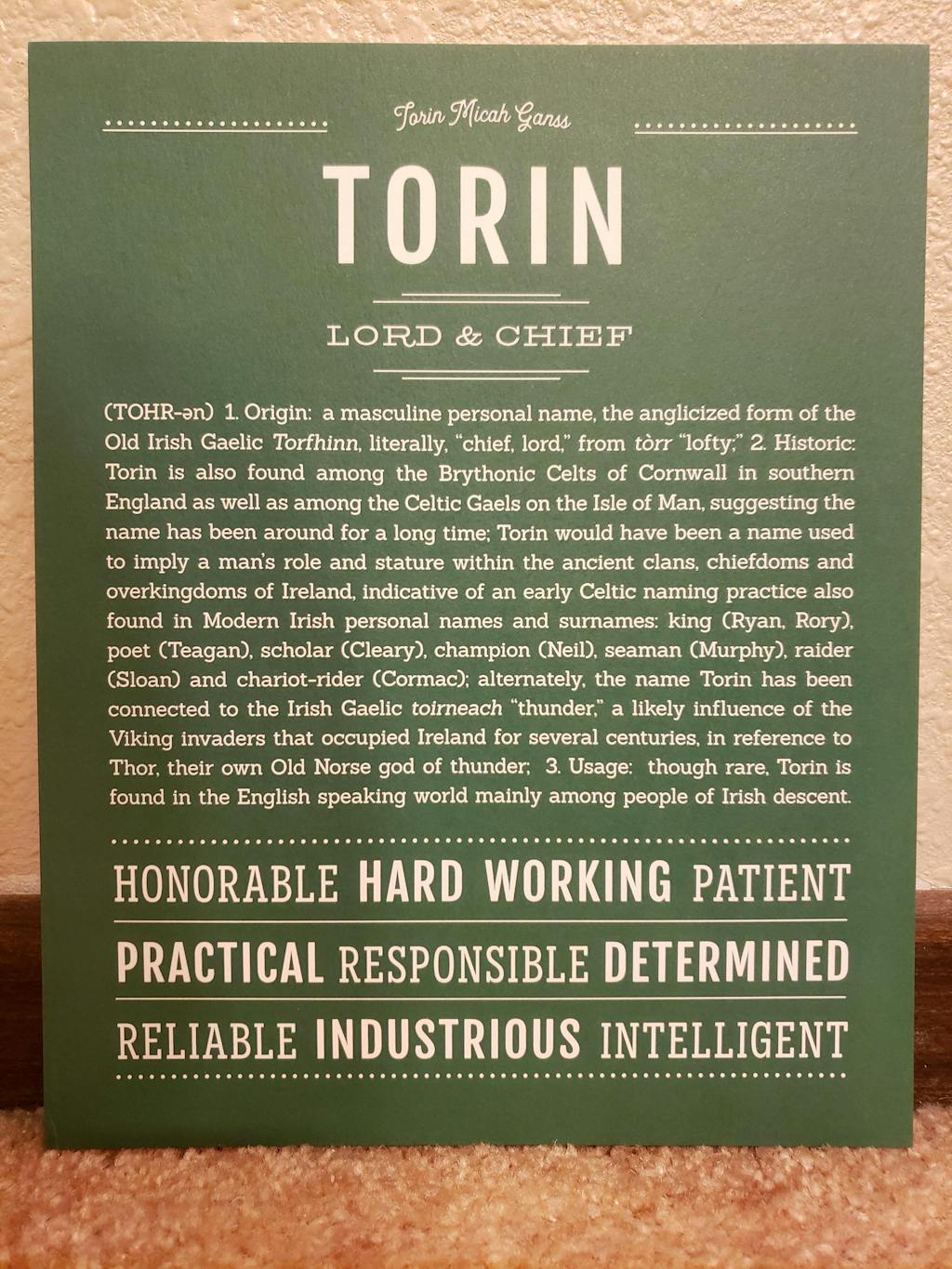 Torin | Name Art Print