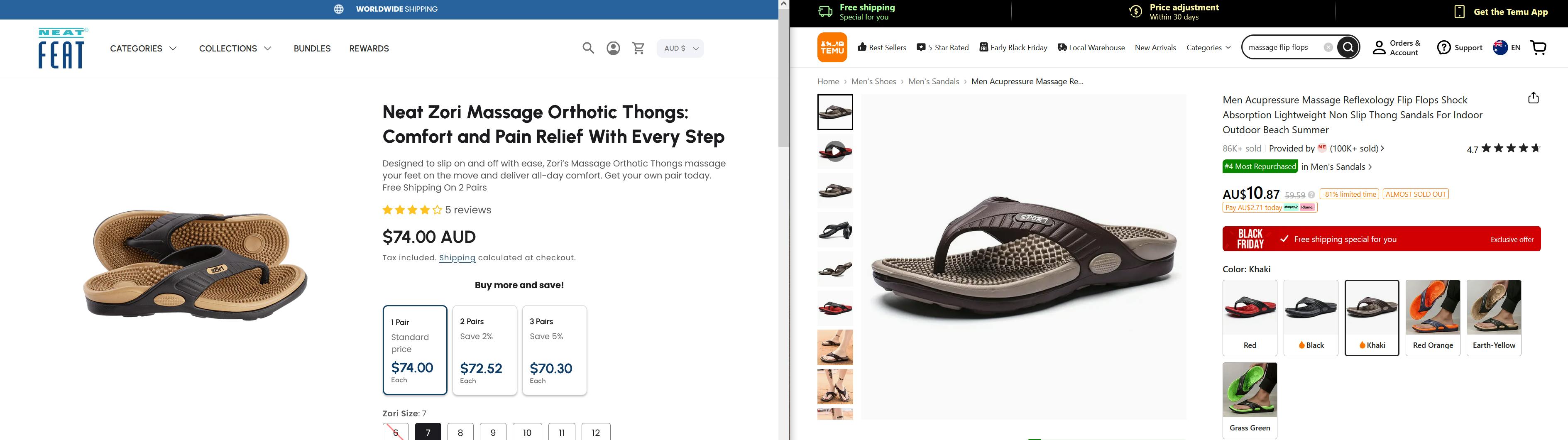 Neat Zori Massage Orthotic Thongs: Comfort and Pain Relief With Every ...