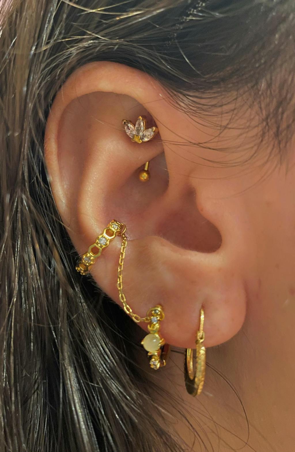 Créole Elena Pierre de Lune - Argent fin - Nébuleuse Bijoux