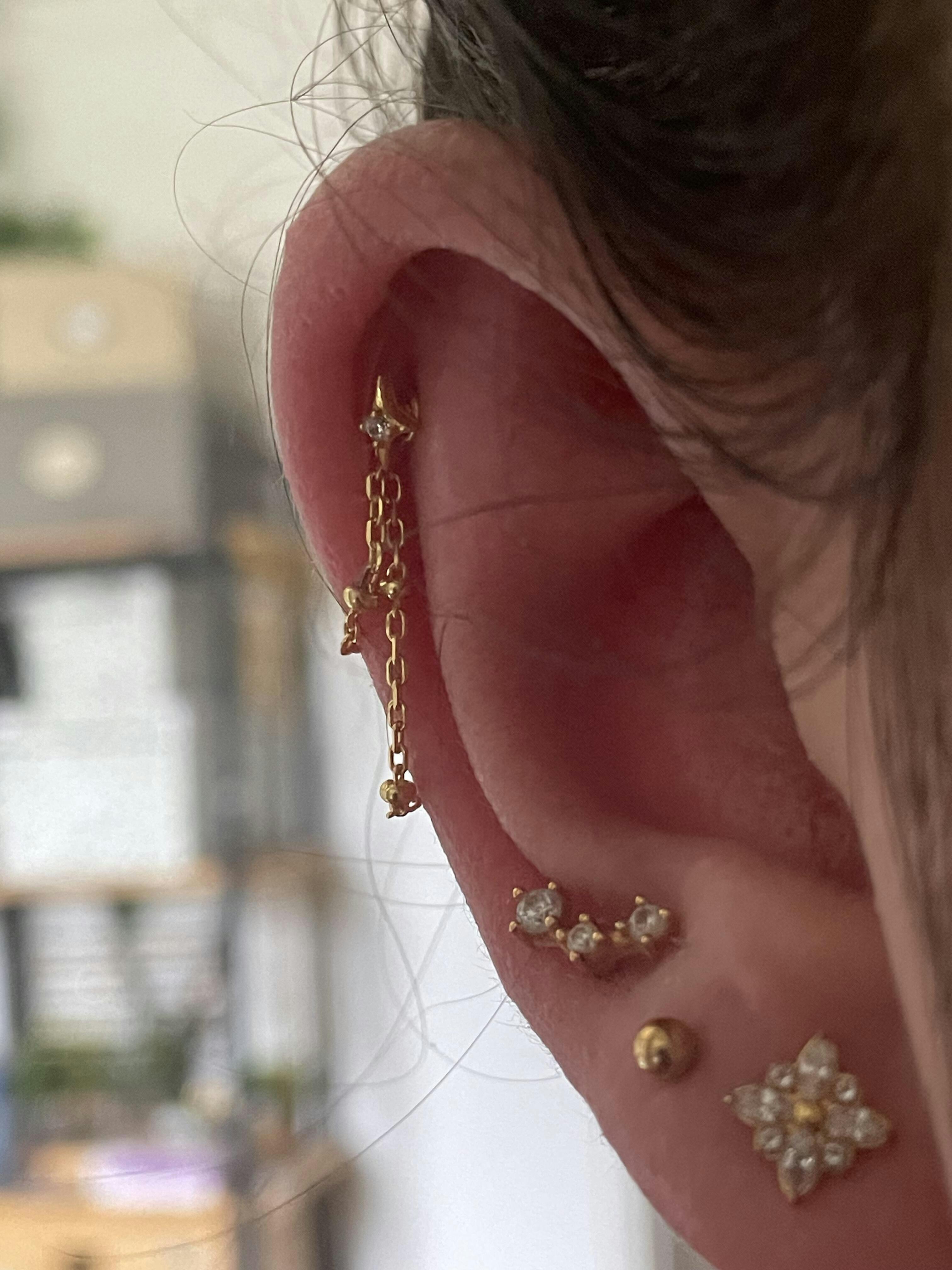 Barre Piercing Belle Étoile Blanche - Piercing Acier Inoxydable ...