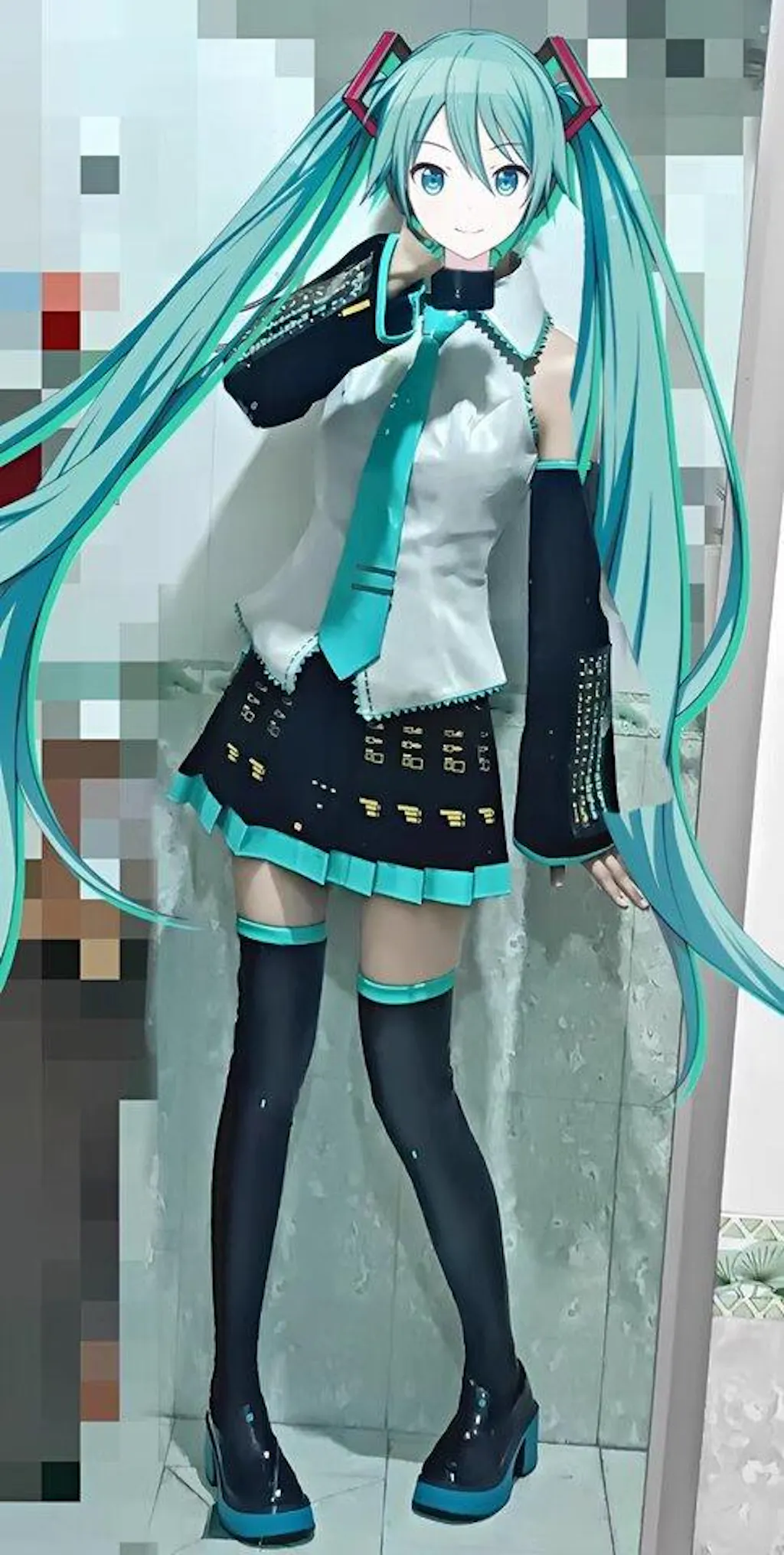 【Nekocos】Vocaloid Hatsune Miku Cosplay Miku Silver Patent Leather Cosp