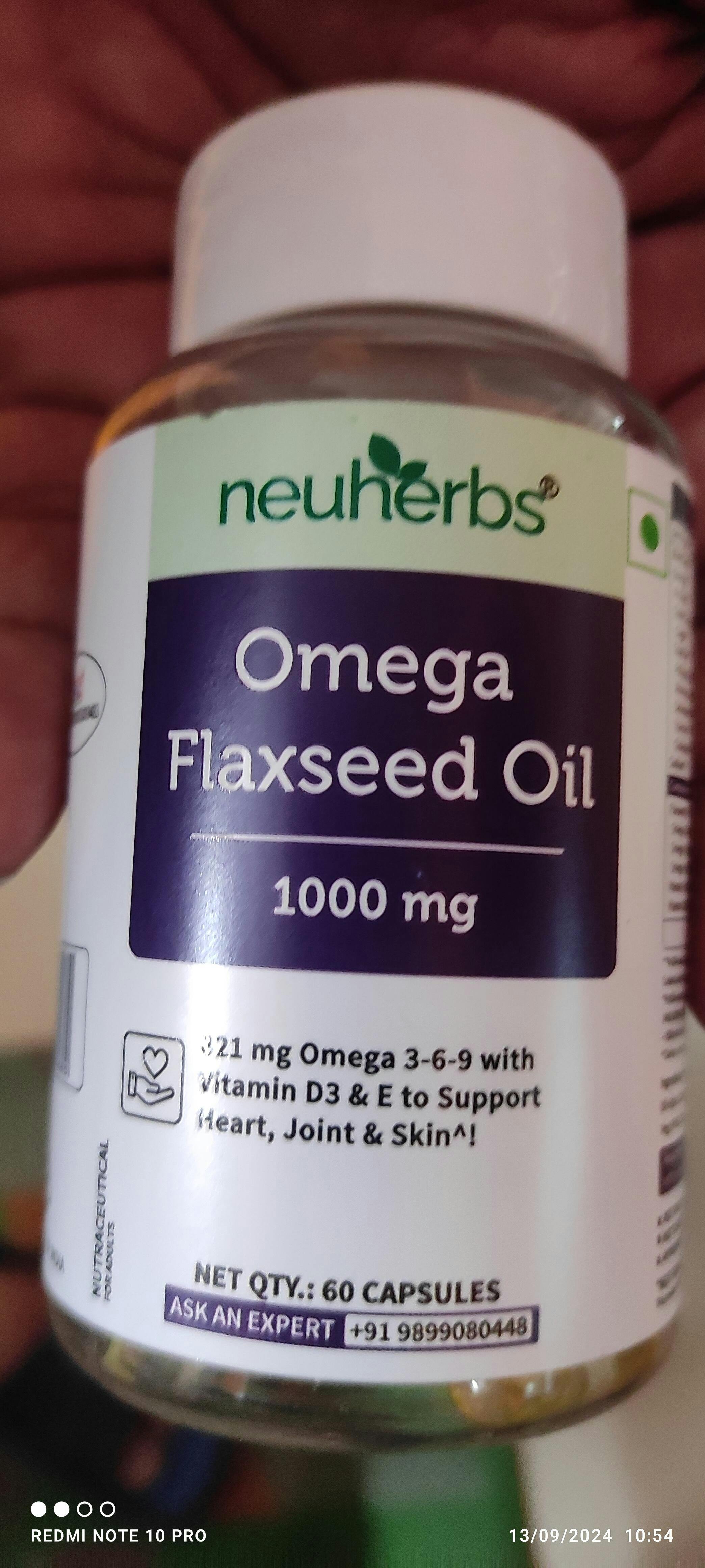 Buy Flaxseed Oil Capsules 1000mg - 821mg Omega 3-6-9 Benefits - Neuherbs