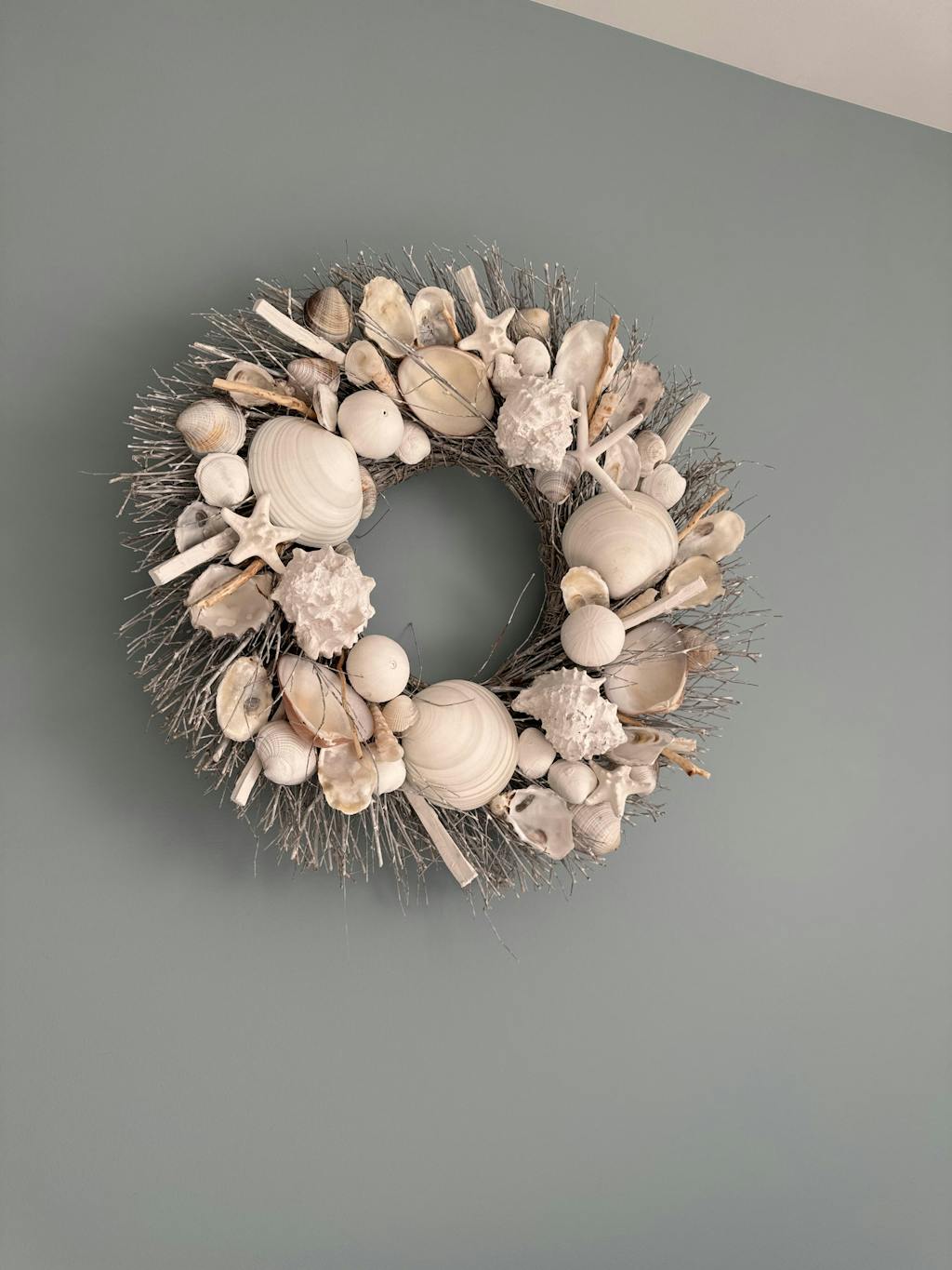 Seashell Front Door Wreaths | 19" White Washed Door Accent | New ...