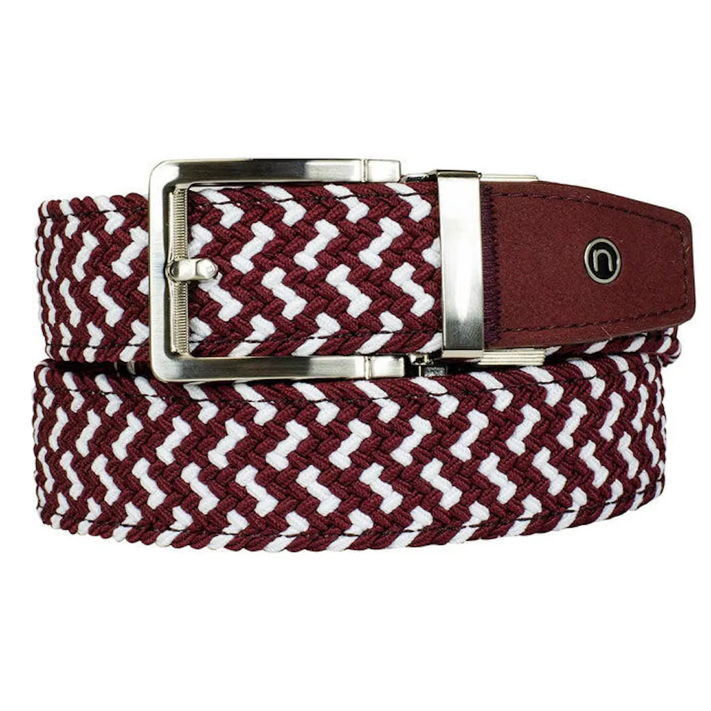 Braided Maroon Ratchet Golf Belt
