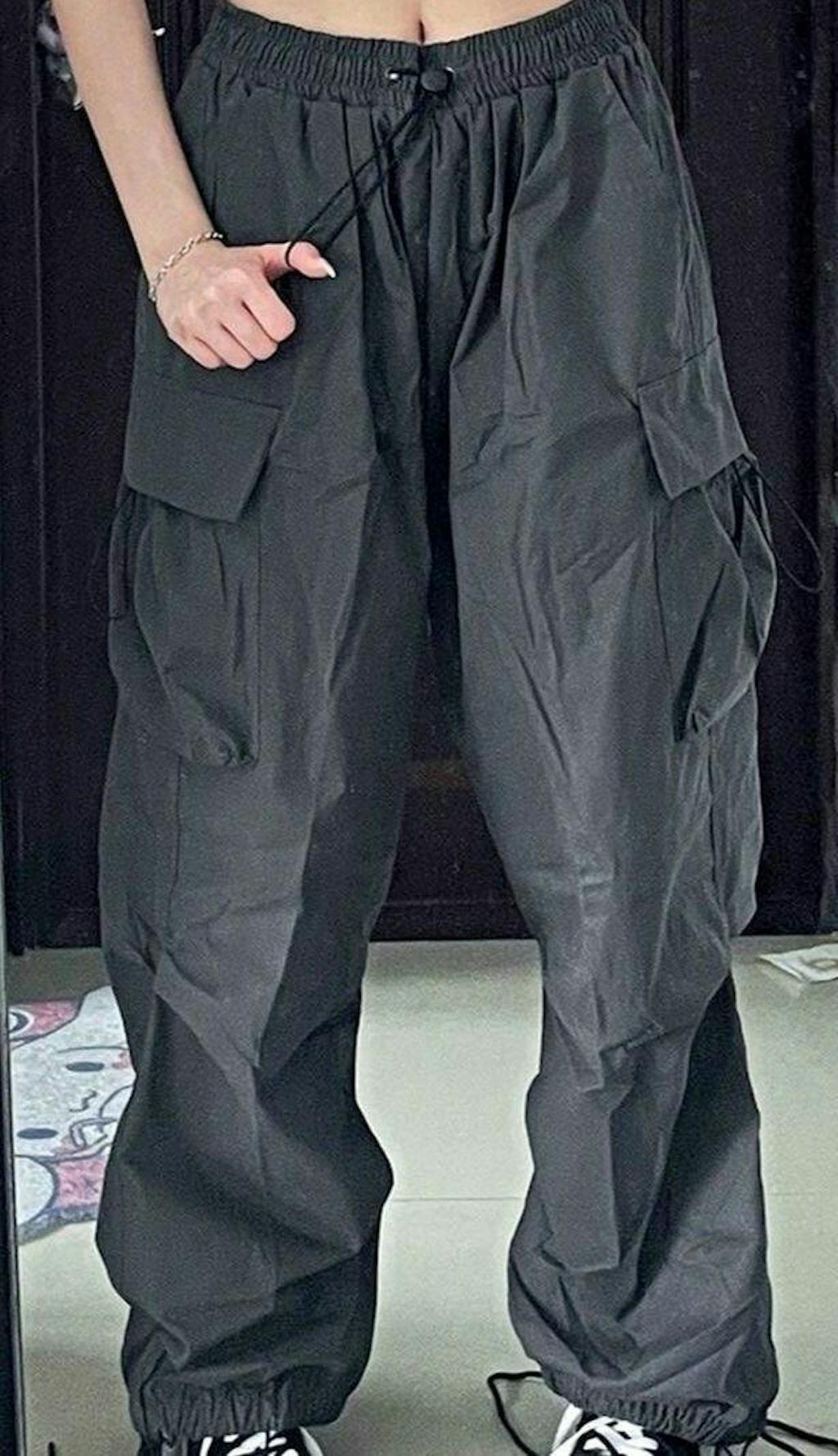 Wide Leg Drawstring Cuff Cargo Pants