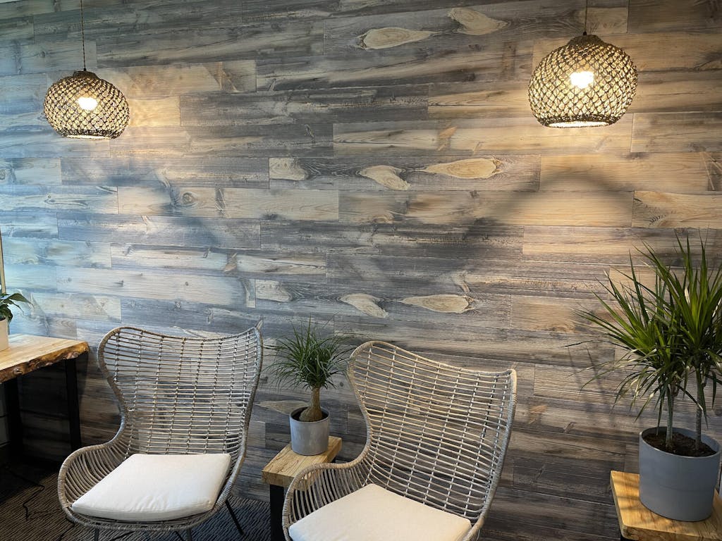 Blue-Stained Wood Wall Paneling | Ninth & Vine