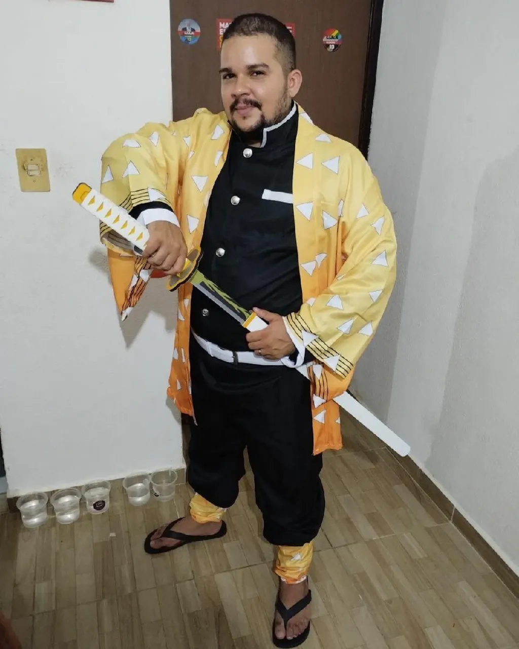 Cosplay Fantasia Zenitsu Agatsuma Kimetsu No Yaiba Demon Slayer Adulto ...