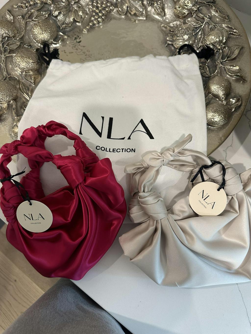 CHAMPAGNE NLA SILK KNOT BAG – NLAcollection