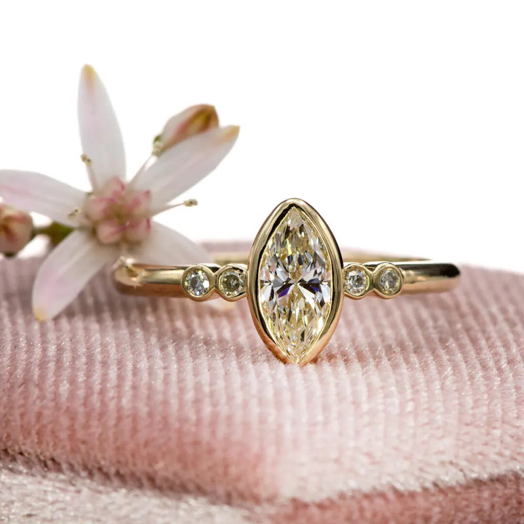 Brooklynn - Bezel Set Marquise Diamond Accented Engagement Ring – Nodeform