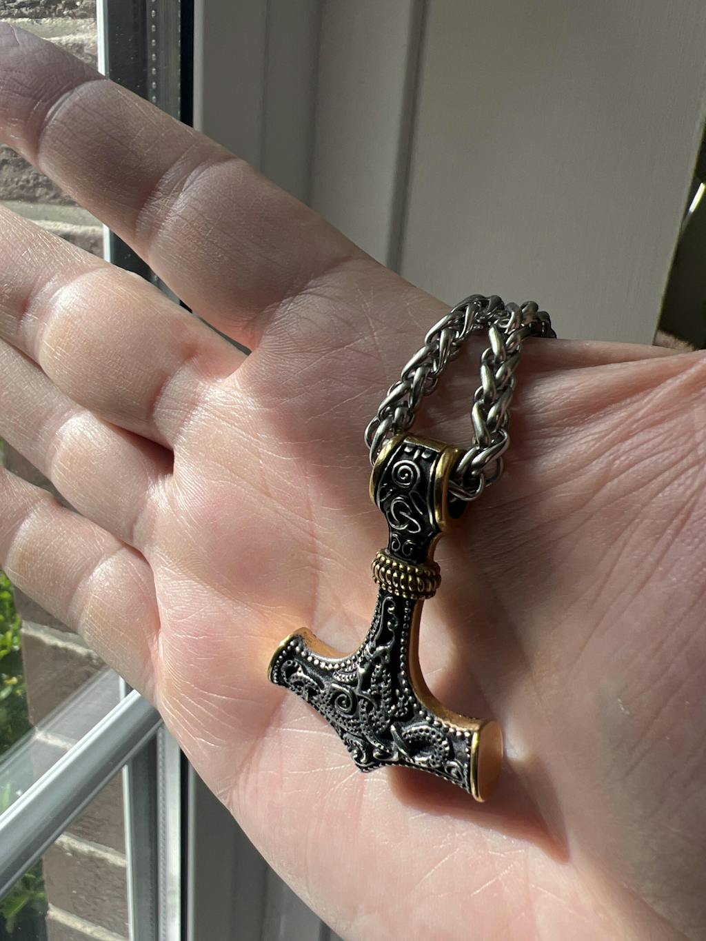 Viking Thor's Hammer Pendant - Norse Golden Mjolnir Amulet | Norsegarde