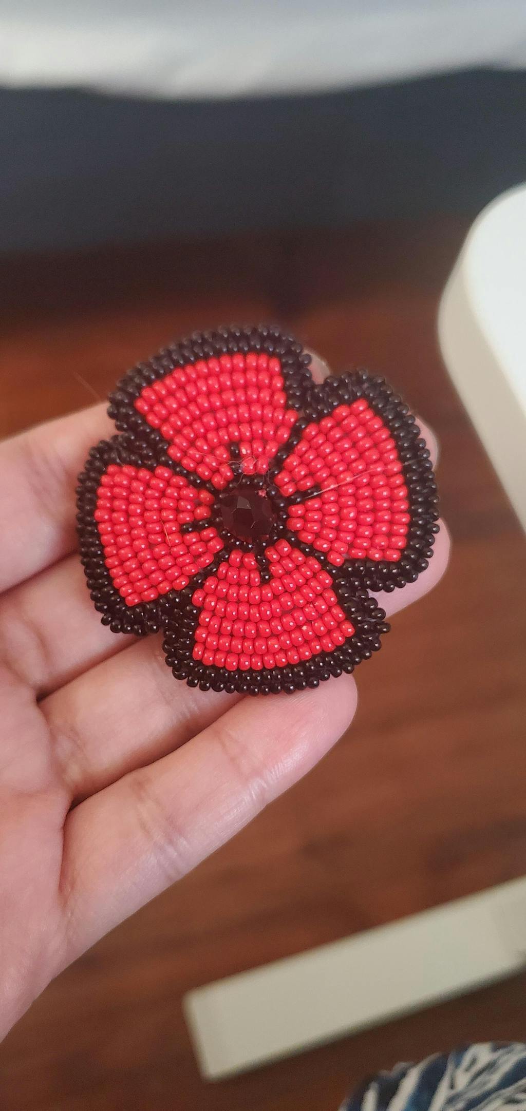 Beaded Poppy Pin | North of Fifty Indigenous Boutique