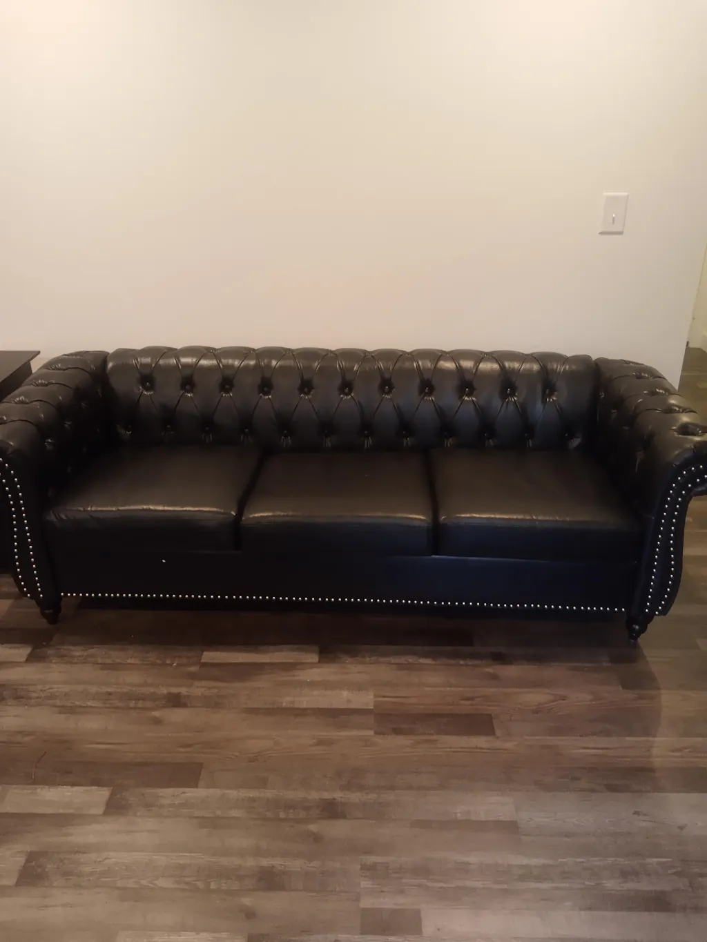 Pu Leather 3-Seat Chesterfield Sofa with Tufted Back