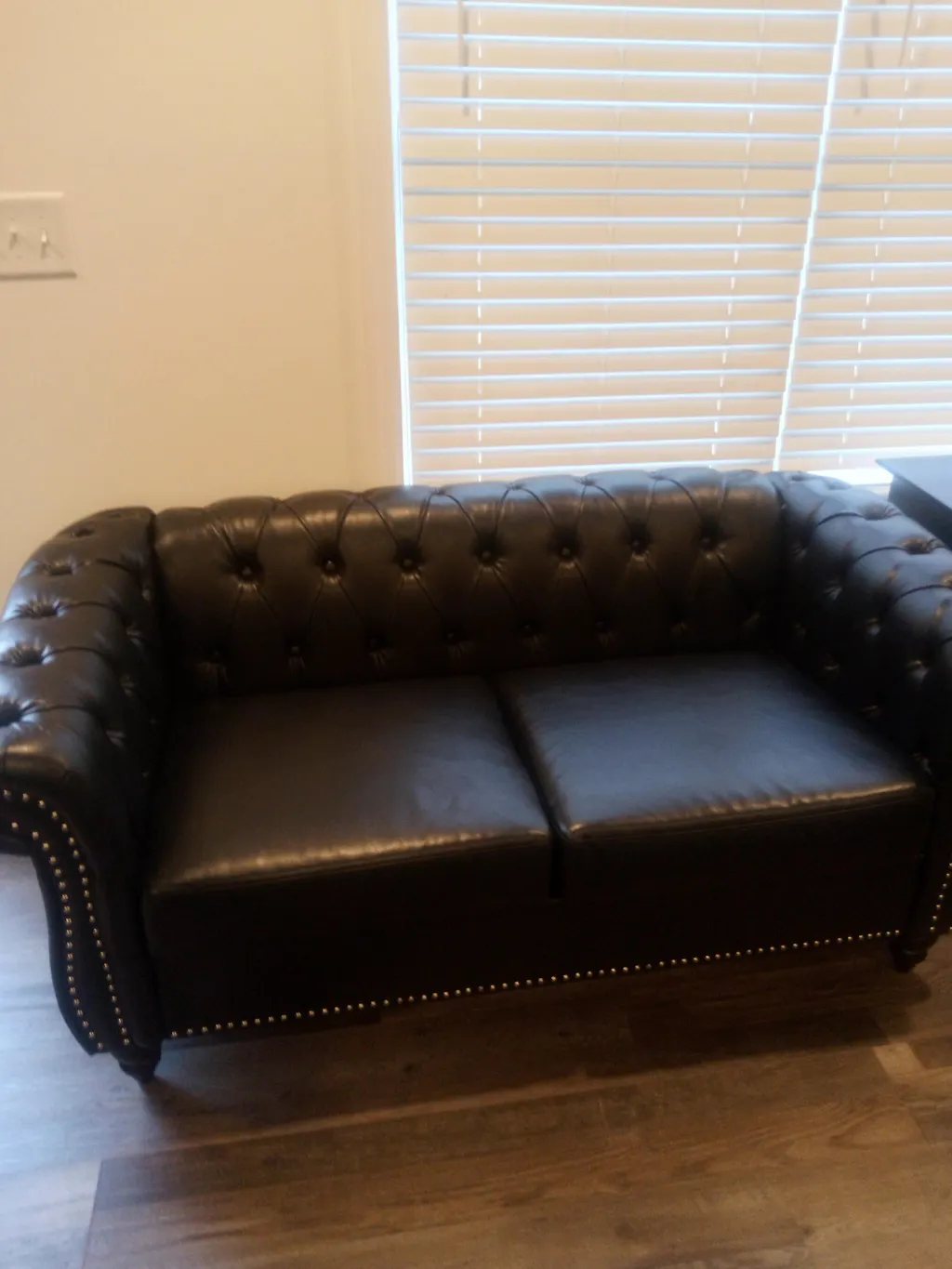 Pu Leather 3-Seat Chesterfield Sofa with Tufted Back