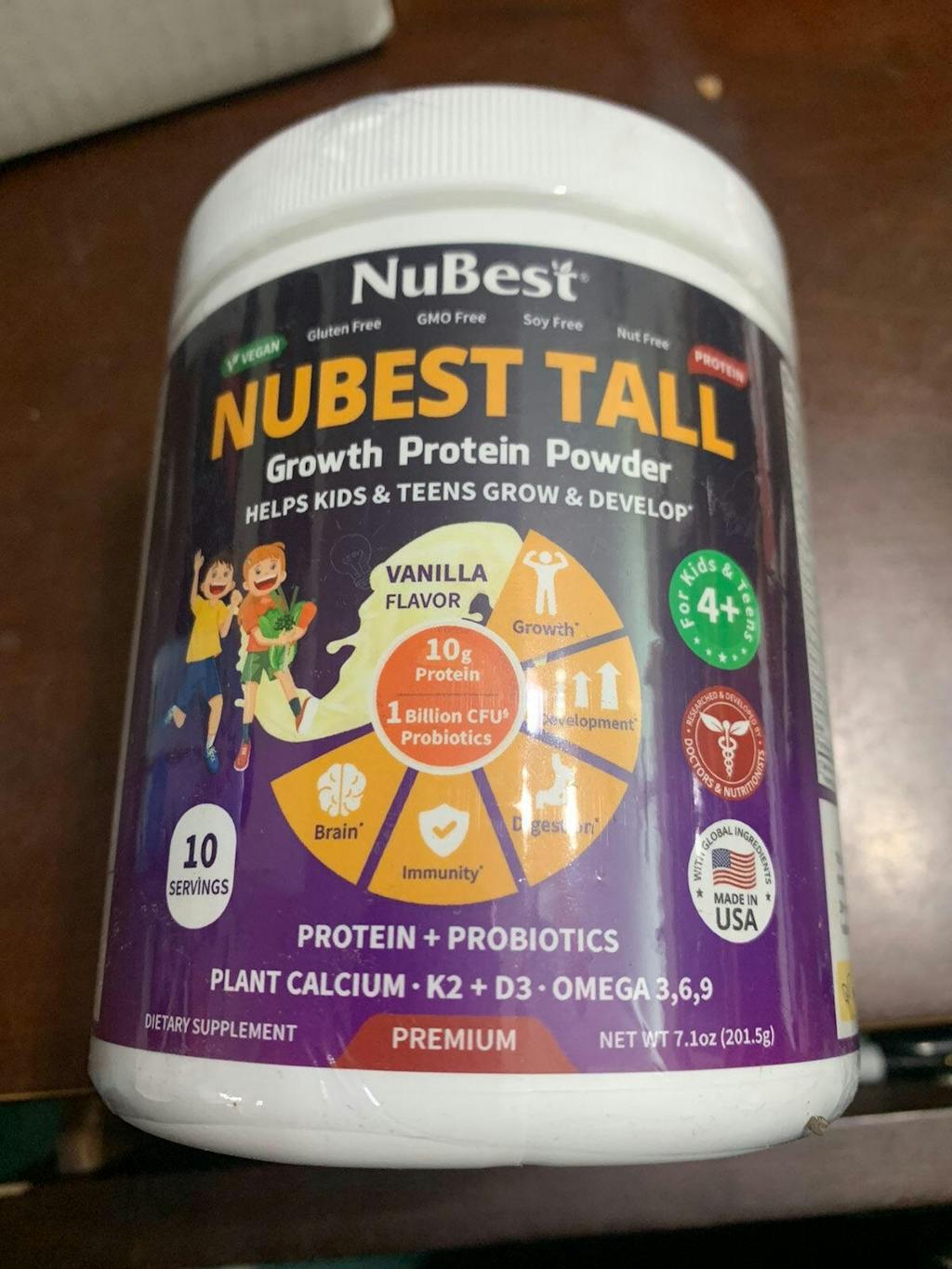 NuBest Tall Protein, Vanilla Shake for Ages 4+, 10 vegan servings ...