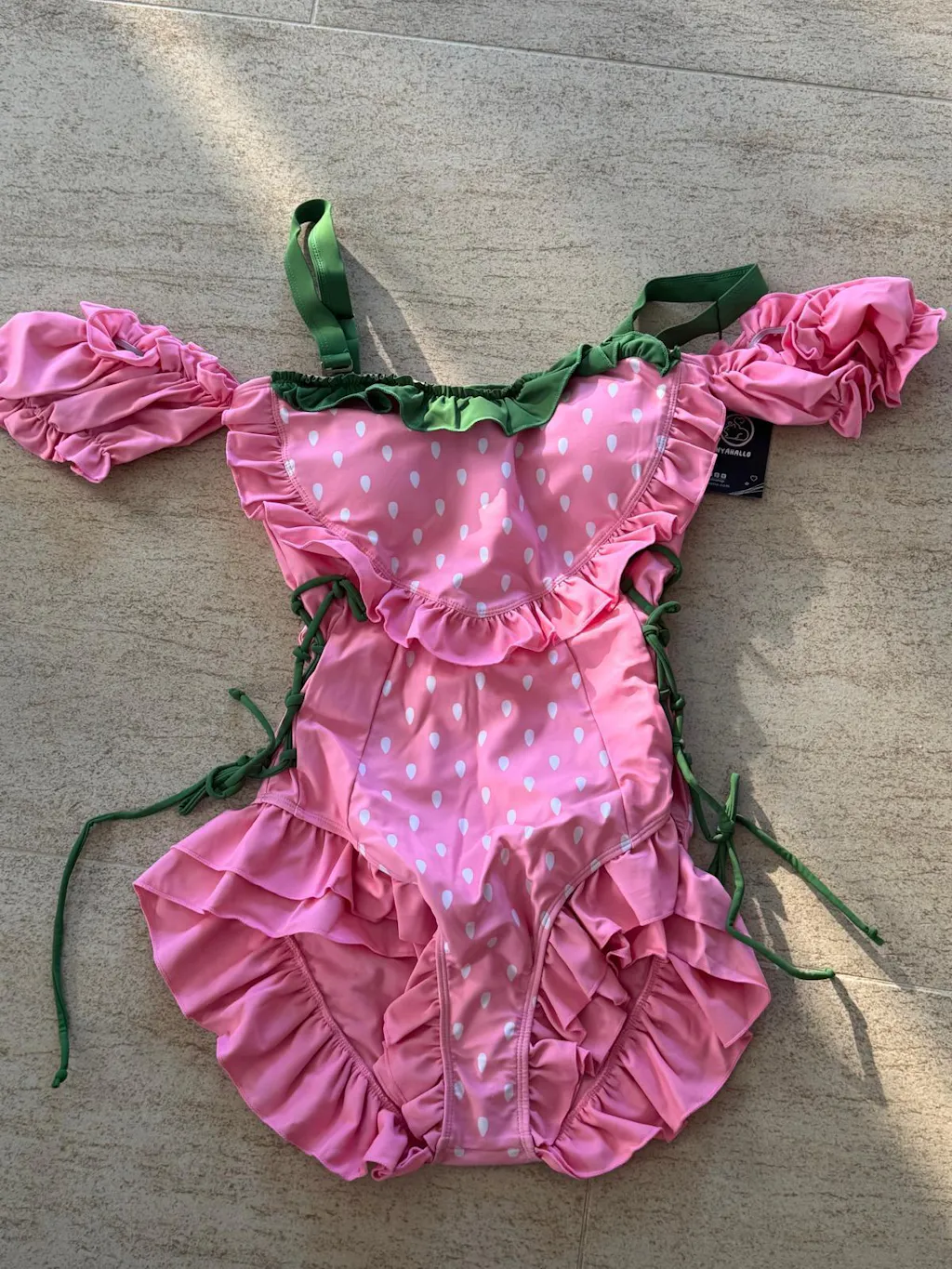 Red Strawberry Ruffle One-Piece Swimsuit with Side Ties – Nyahallo