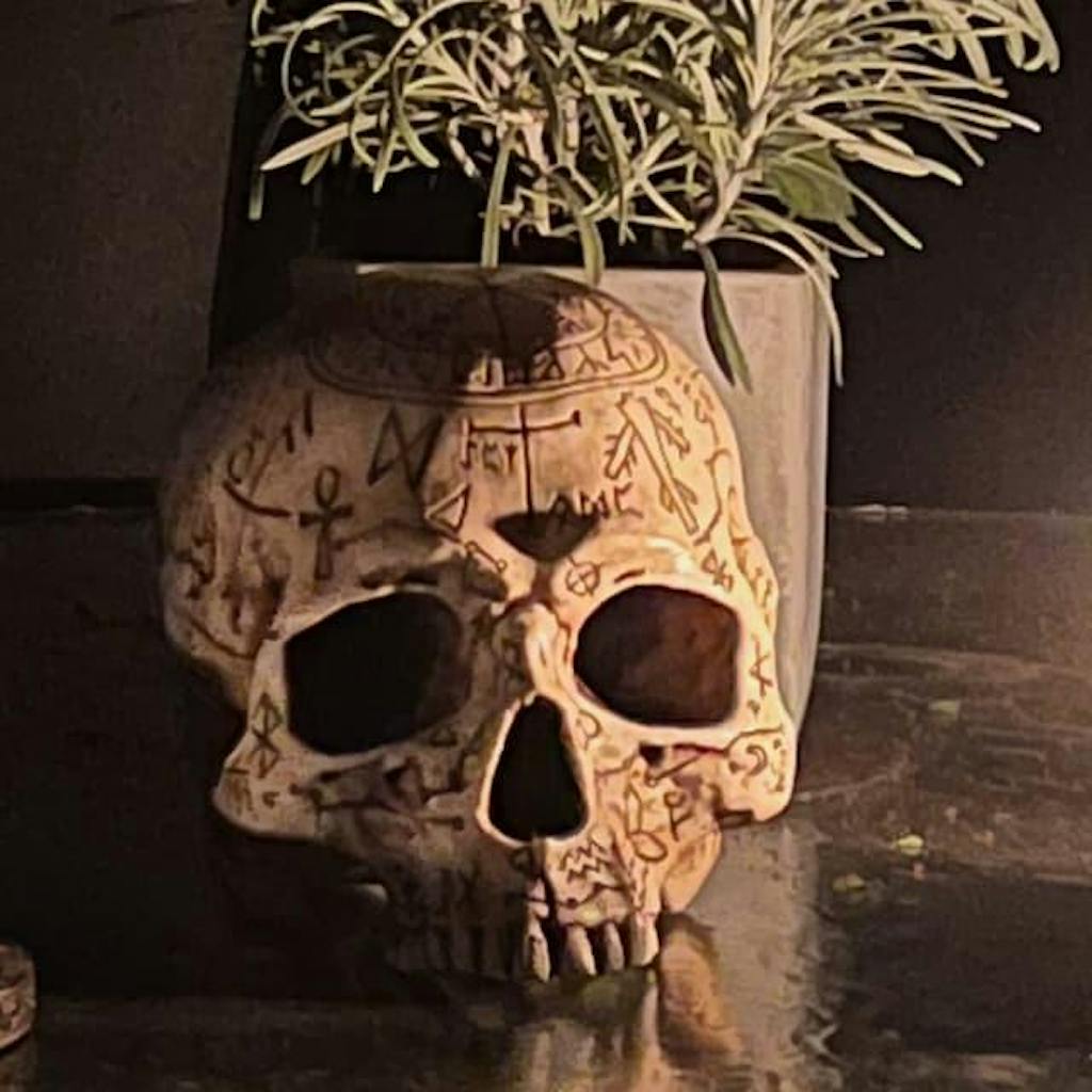 Mystic Sigil Ritual Skull, Powerful Protection Carved Human Skull ...