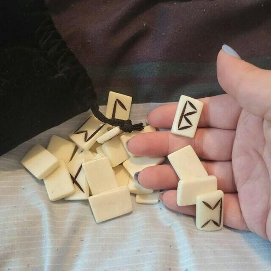 Real Bone Rune Set with Bag, Occult Items, Viking Rune, Elder Futhark ...