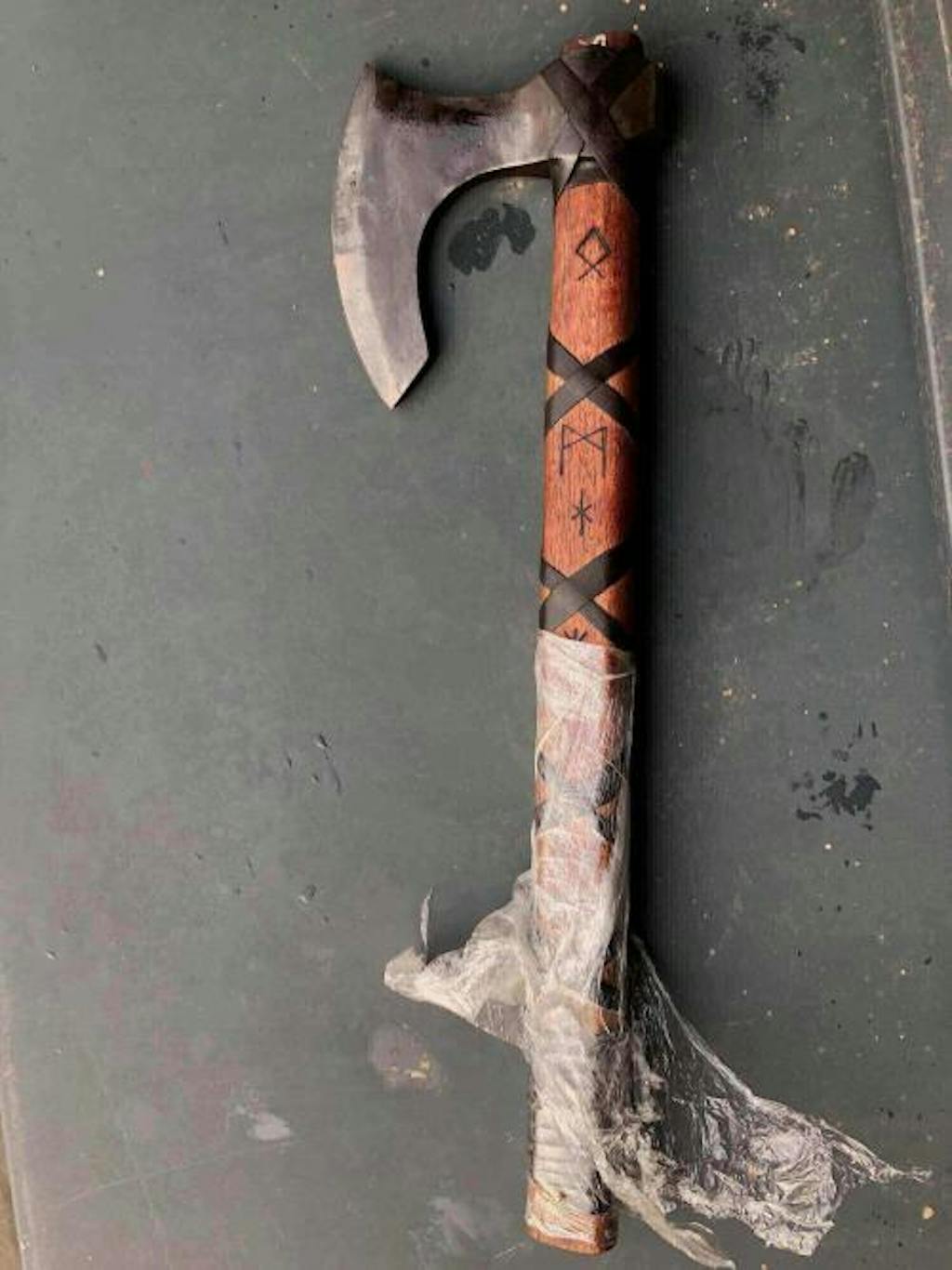 Viking Battle Axe with Engraved Runes