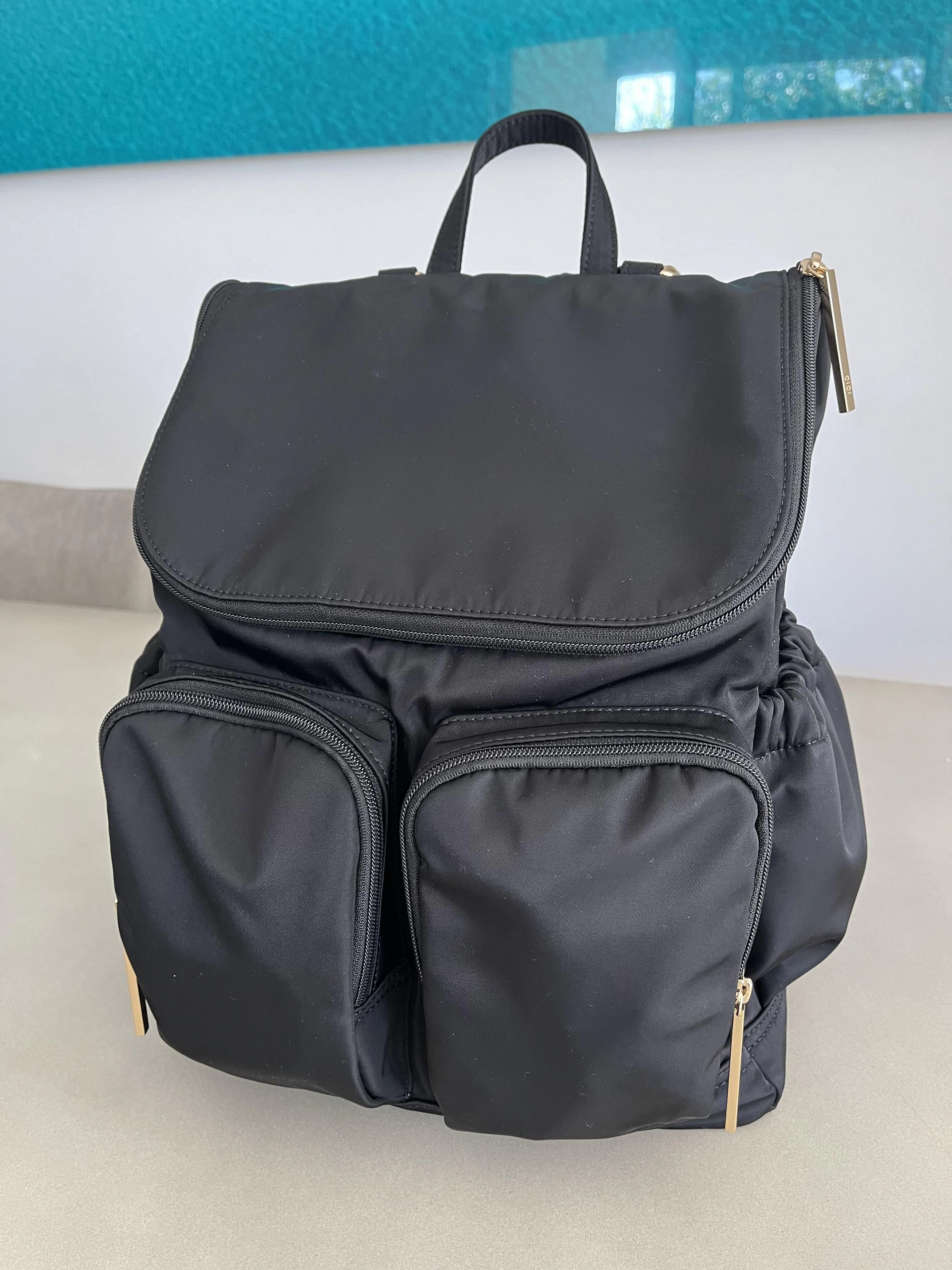 Nylon Nappy Backpack - Black with Gold Hardware — OiOi