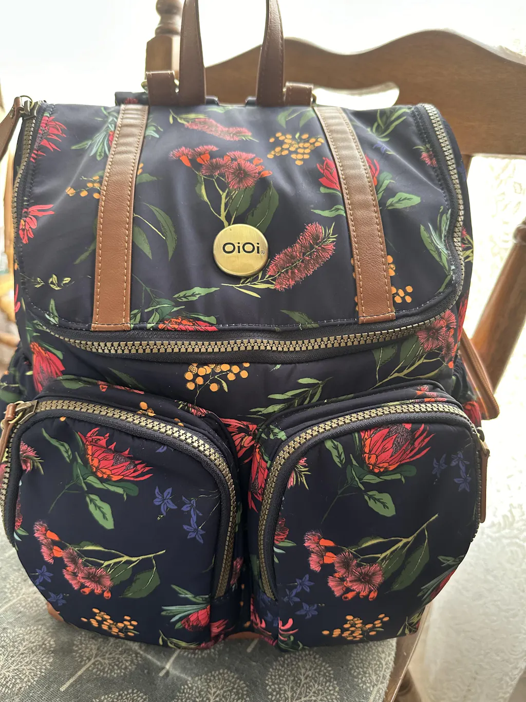 Nylon Nappy Backpack - Black with Gold Hardware — OiOi