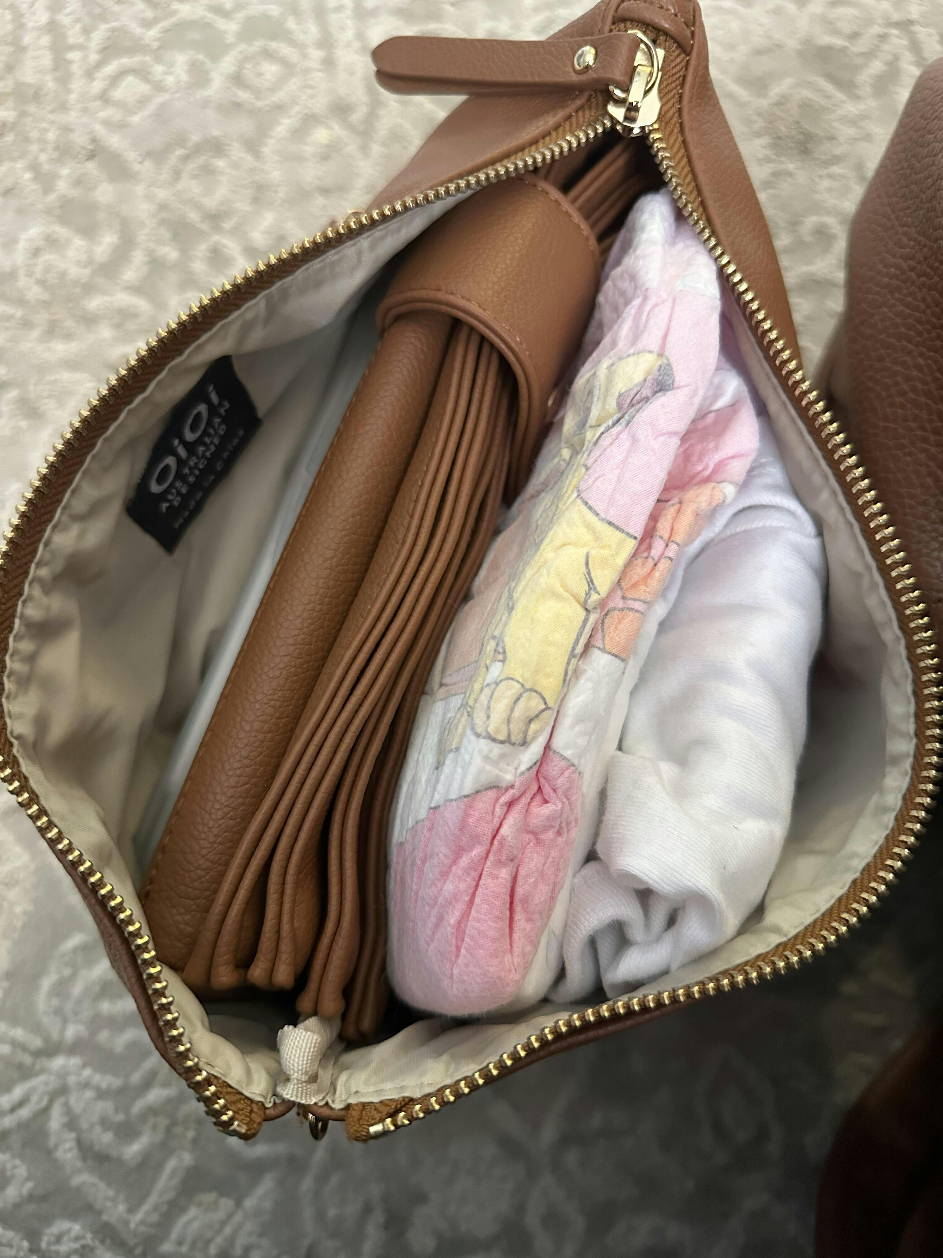 Faux Leather Nappy Changing Pouch - Chestnut Brown — OiOi