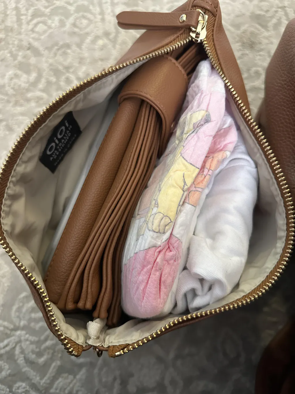 Faux Leather Nappy Changing Pouch - Chestnut Brown — OiOi