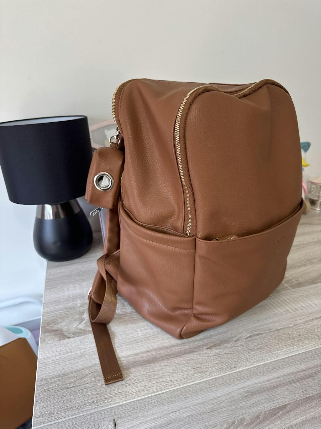 Multitasker Nappy Backpack in Chestnut Brown Vegan Leather — OiOi