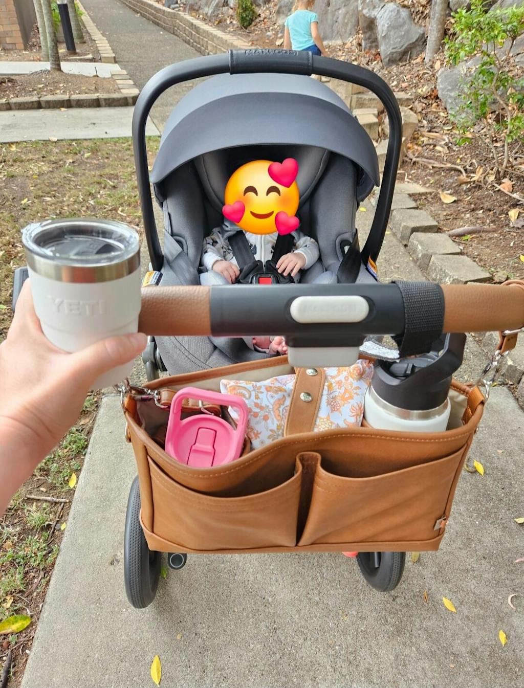 Tan Faux Leather Pram Caddy — OiOi