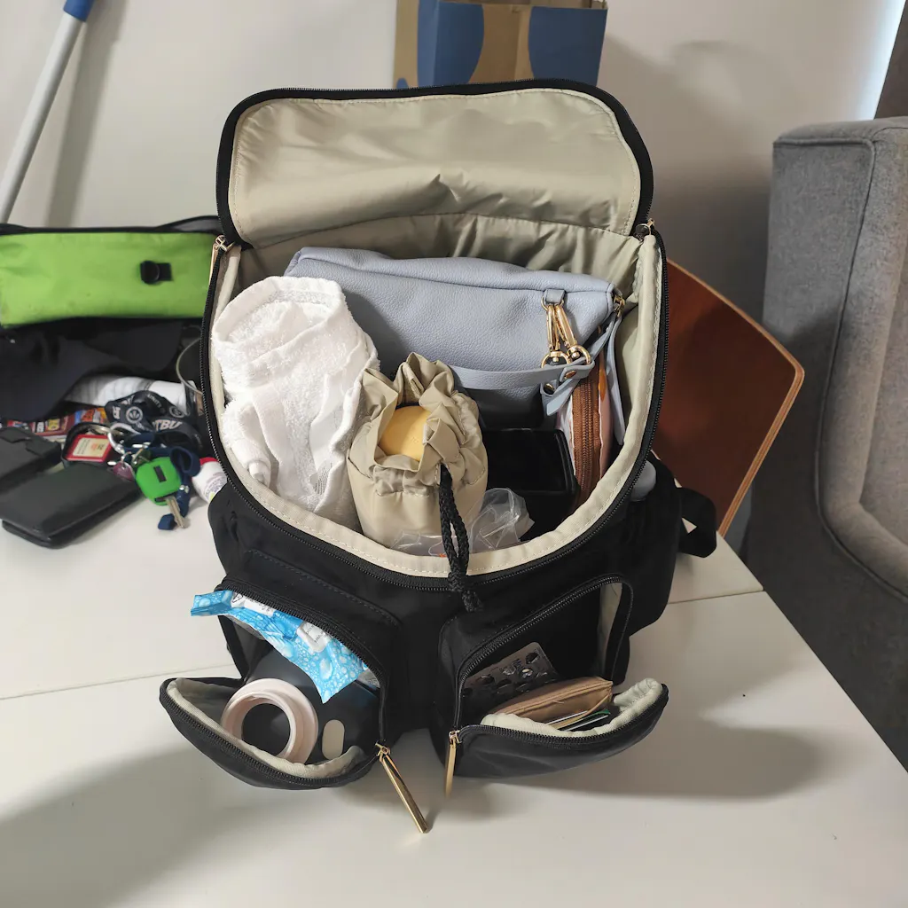 Nylon Nappy Backpack - Black with Gold Hardware — OiOi