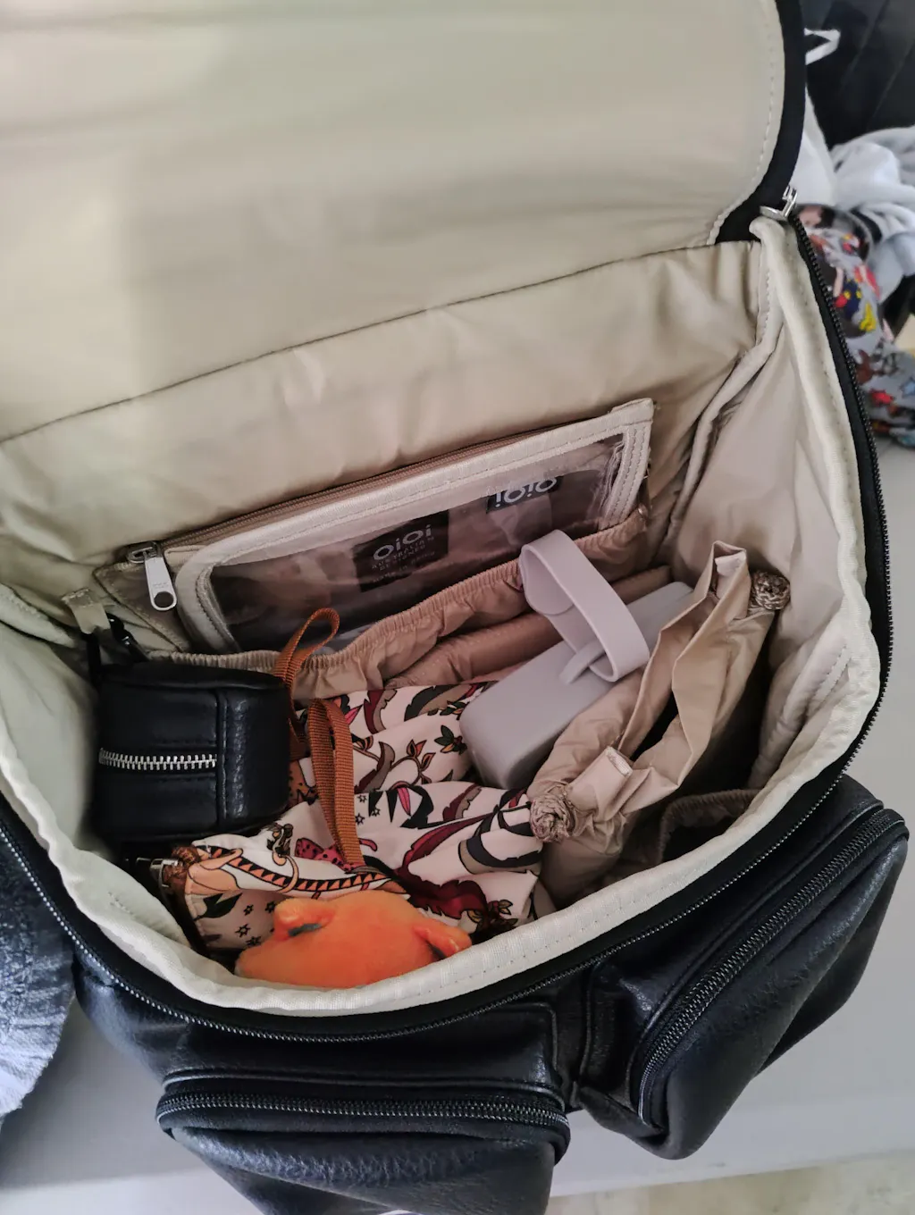 Tan Faux Leather Nappy Backpack — OiOi