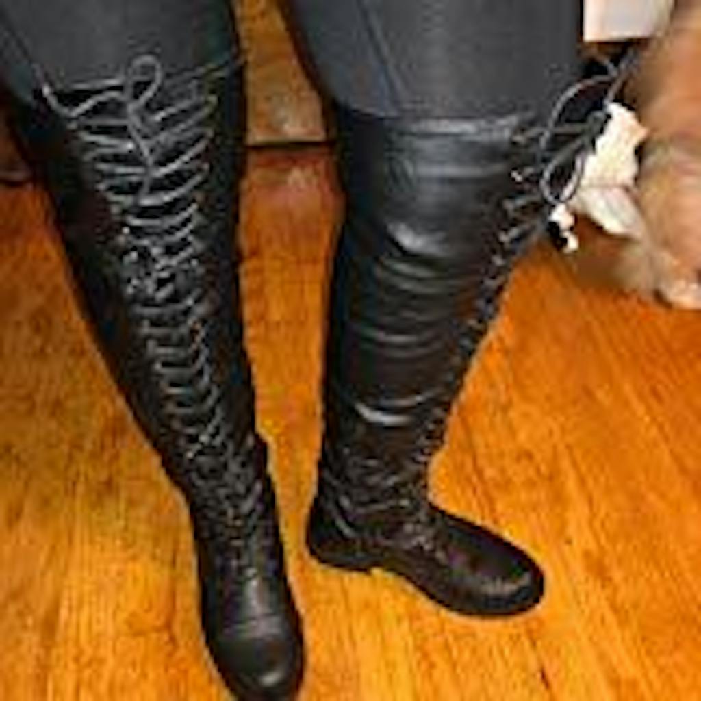 Knee High Lace Up Boots Flat Boots Seamido