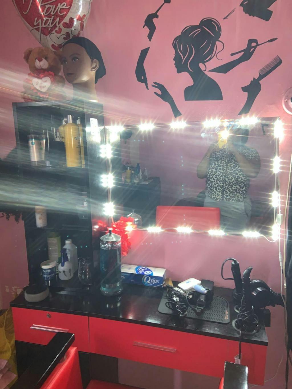 OmySalon Wall Mount Hair Styling Barber Station with Support Leg ...