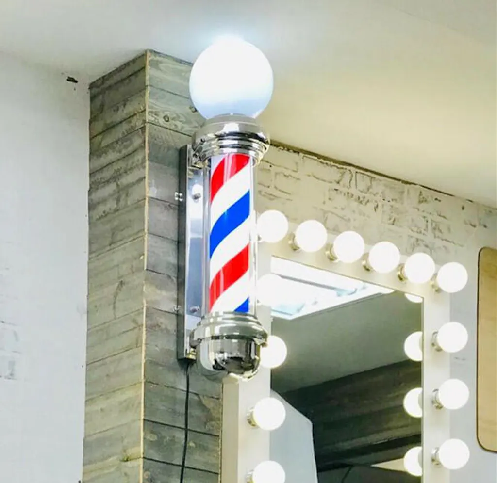 OmySalon 32in LED Barber Pole Light Classic Style, Waterproof Save Energy