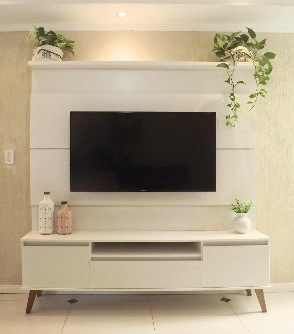 Rack para TV com Prateleira 180cm Retro Mdf Nogal com Branco Dallas