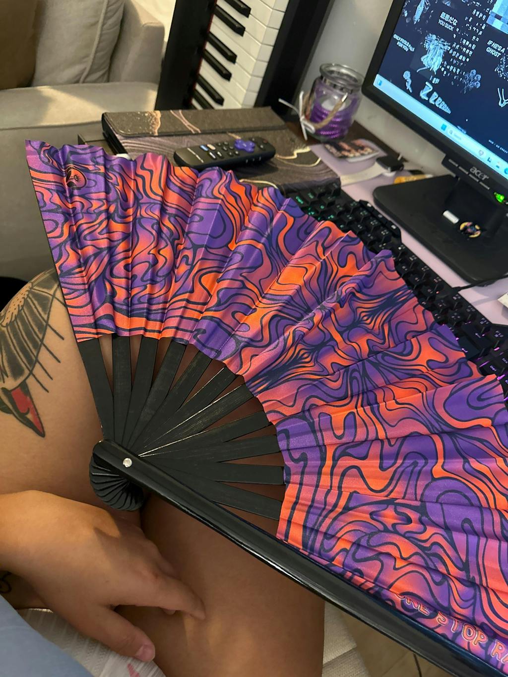 Smile Splatter Hand Fan | Festival Hand Fan - Rave Hand Fan