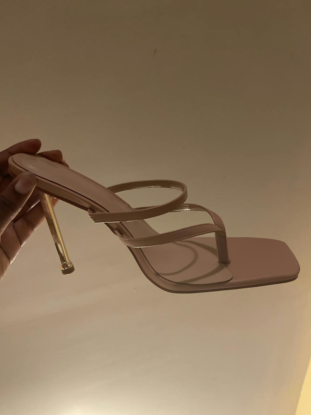 Square Toe Strap 10cm Metal Heels Sandals – Onlymaker