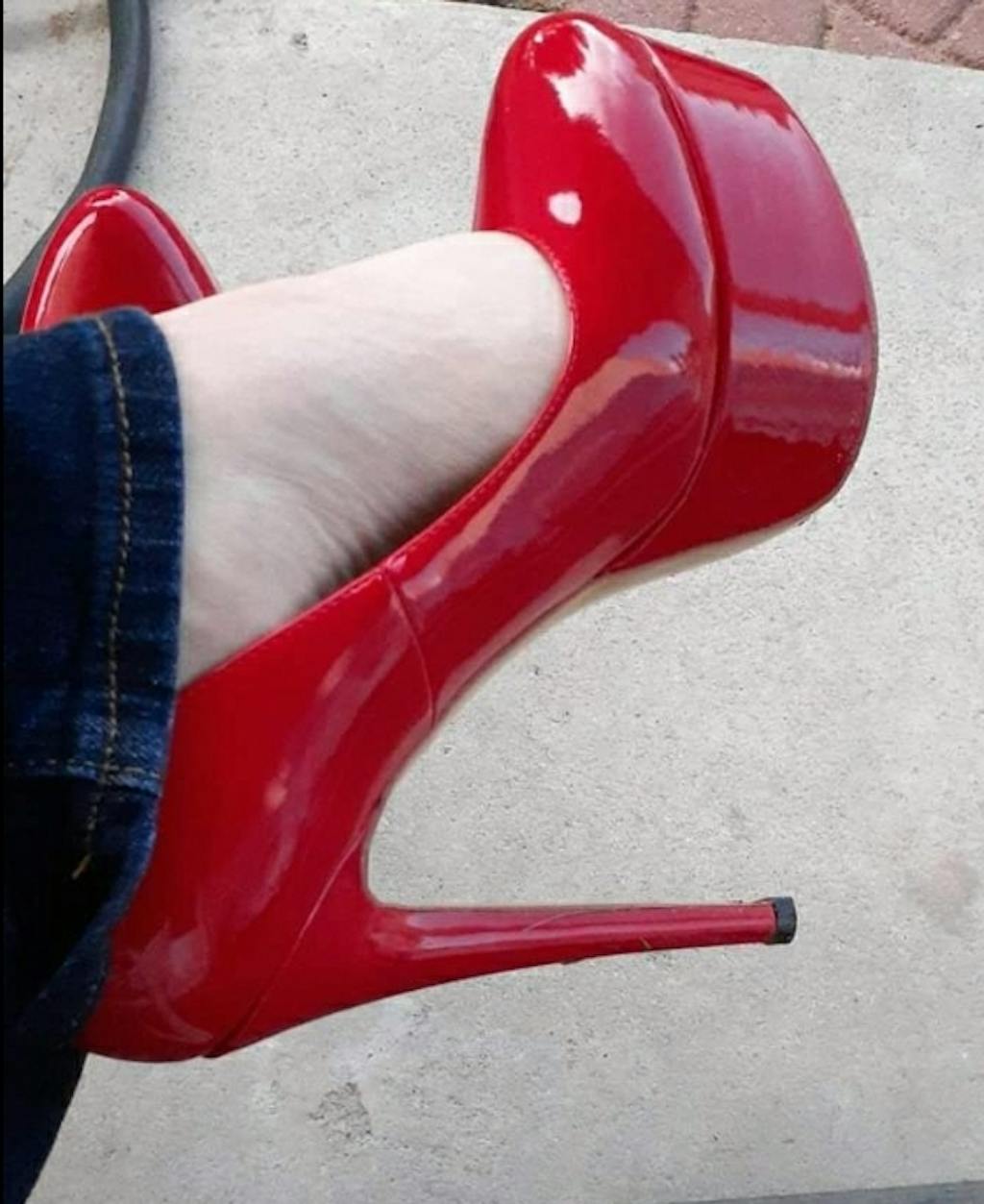 Patent Leather Rounde Toe Platform Red Stiletto High Heels Pumps ...
