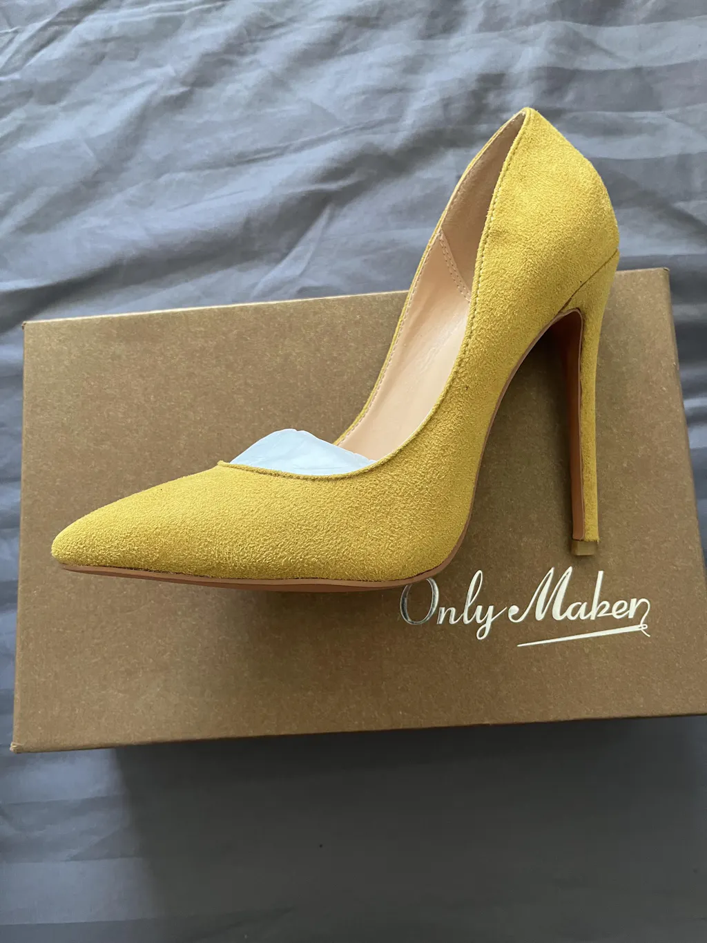 8cm 10cm 12cm Suede Yellow Pointed Toe Slip On High Heel Pumps – Onlymaker