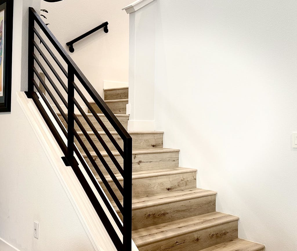 Modern 1.5"x1.5" Square, Black Metal Handrail For Stairs
