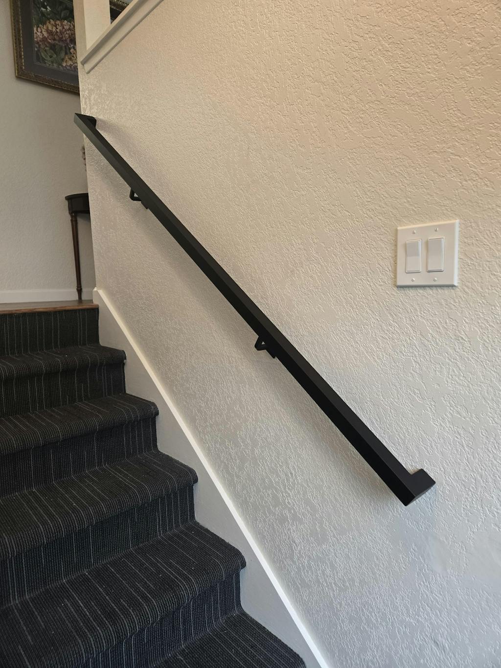 Modern 1.5"x1.5" Square, Black Metal Handrail For Stairs