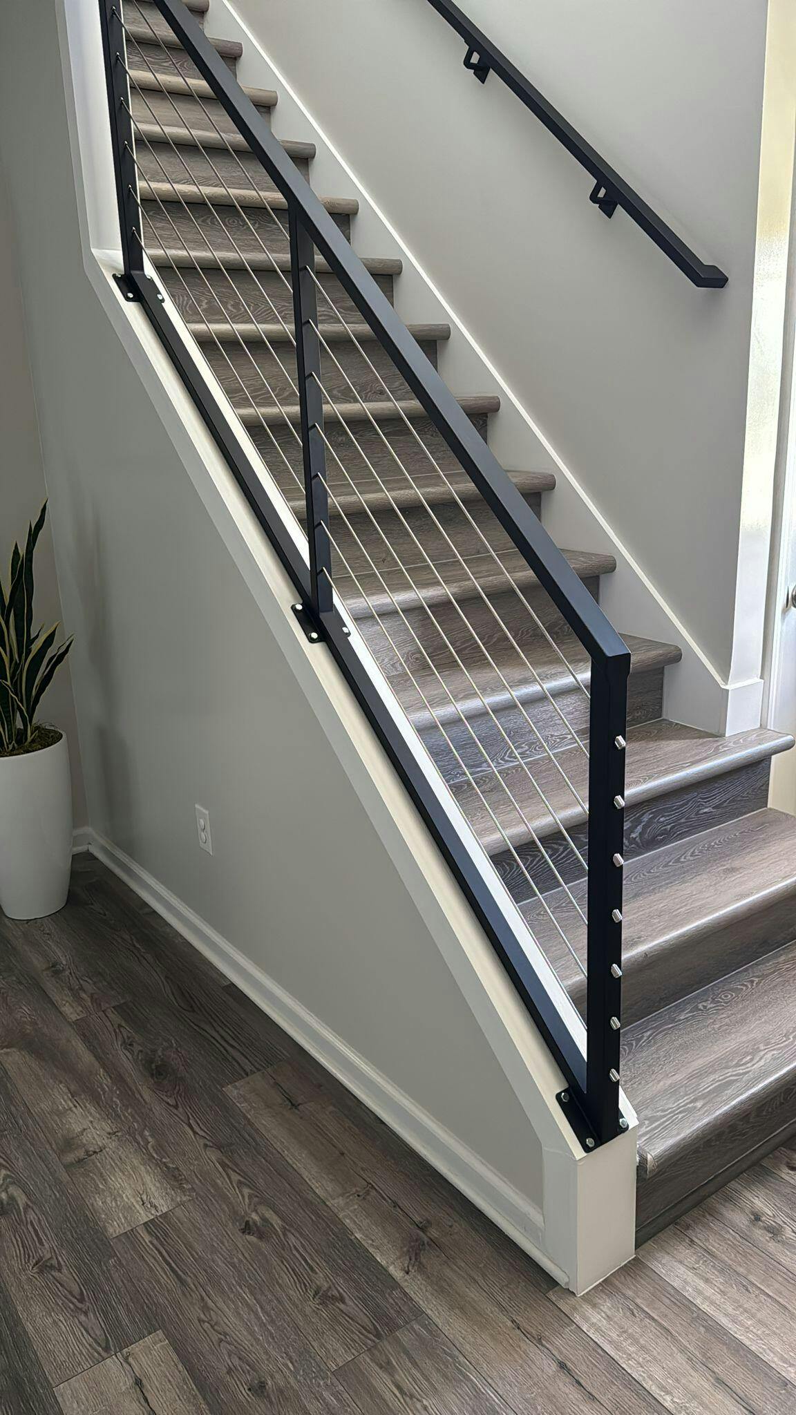 Angled Cable Stair Railing / Sloped Stair Banister