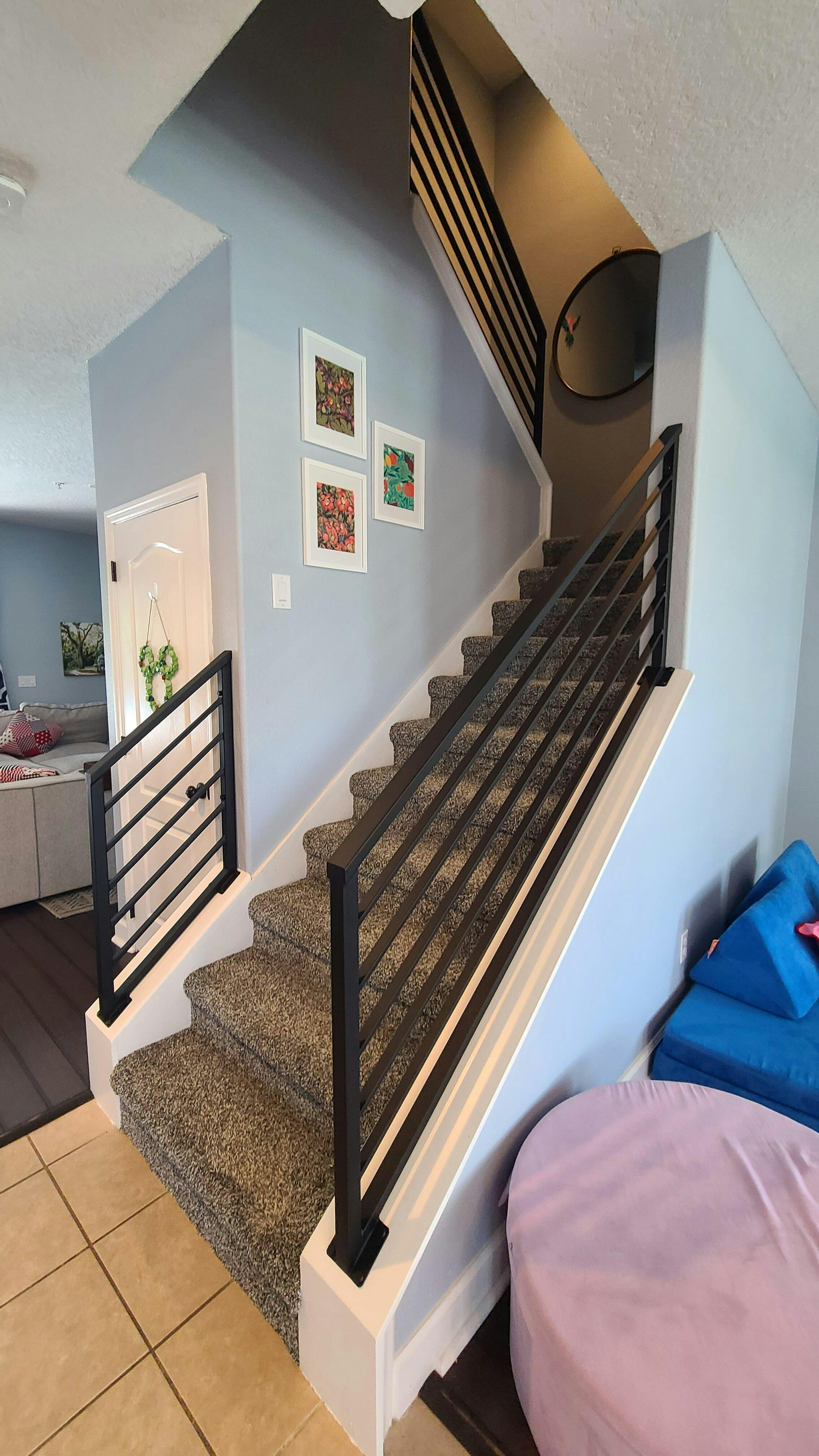 Angled Horizontal Stair Railing / Sloped Stair Banister