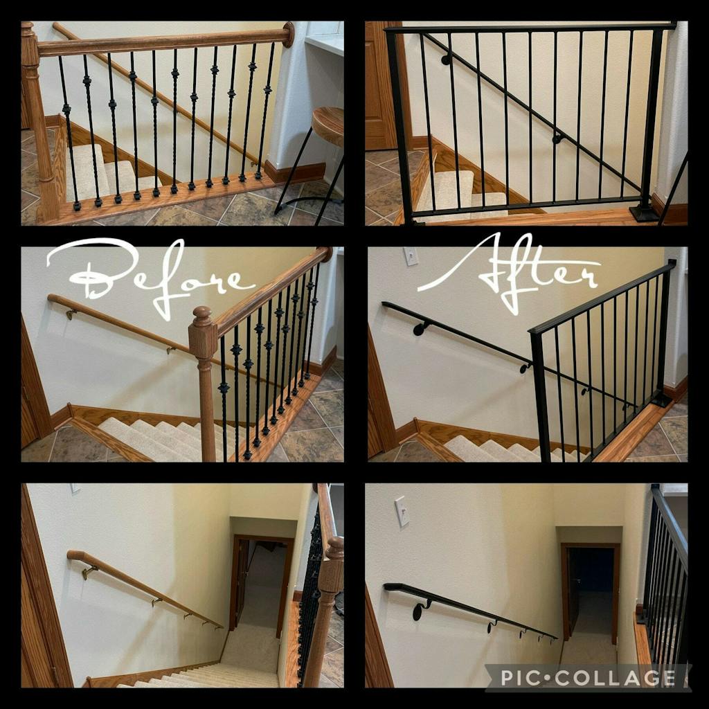 Metal Railing, Vertical Balusters & Molded Cap Top Rail