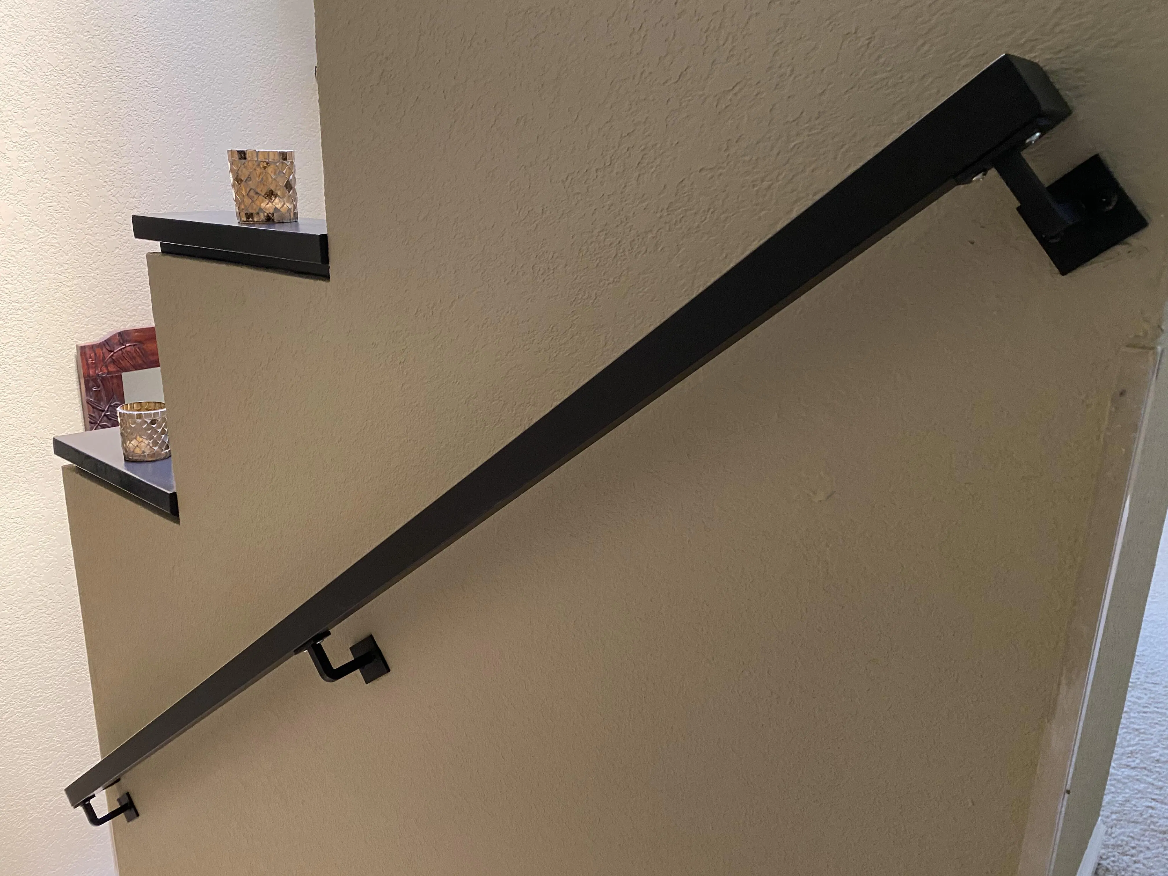 Modern 1.5"x1.5" Square, Black Metal Handrail For Stairs