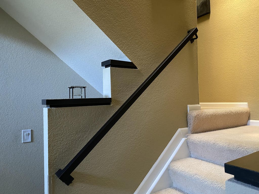 Modern 1.5"x1.5" Square, Black Metal Handrail For Stairs