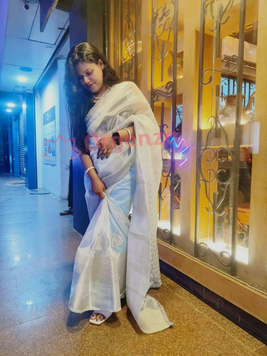 White Silver Organza Weaving Saree | Orgenza